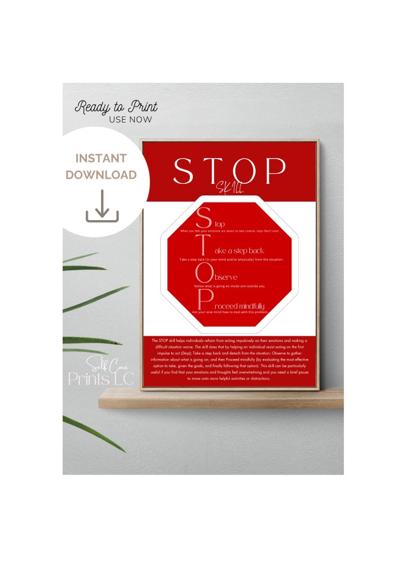 DBT STOP Skill Distress Tolerance DBT Dialectical Behaviour Therapy ...