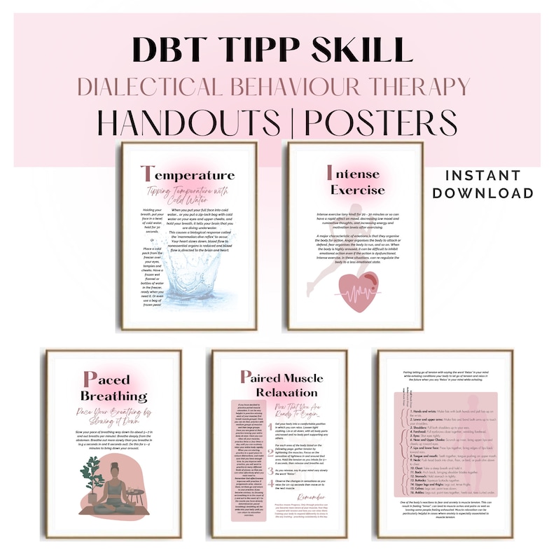 DBT TIPP Skill Posters | Handouts | Worksheets | Distress Tolerance ...