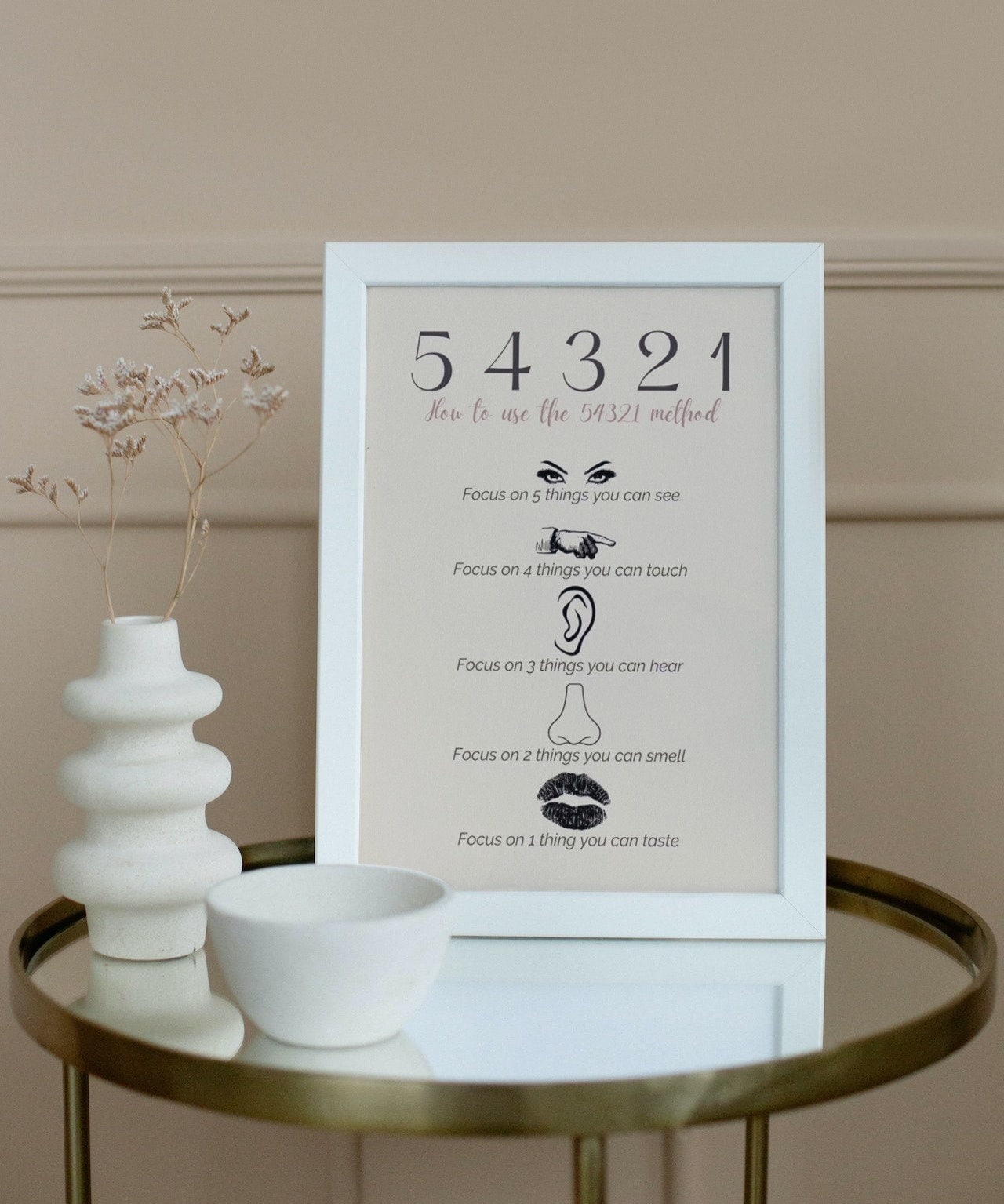 54321 Mindfulness Poster | 5 Senses Grounding Technique | Anxiety ...