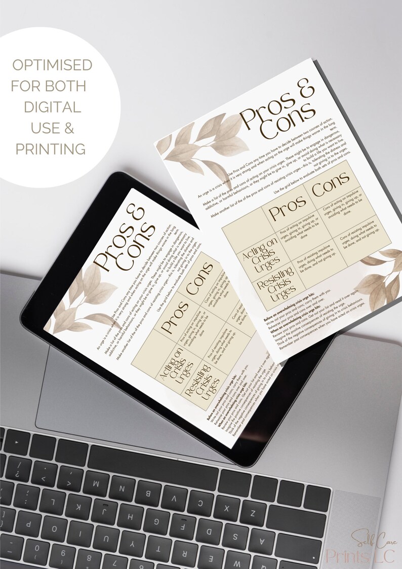 Pros & Cons Poster Worksheet DBT Dialectical Behaviour Therapy Distress ...