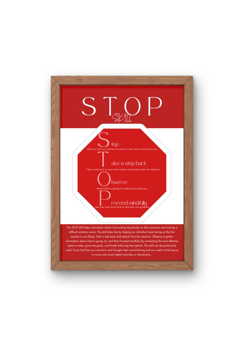 DBT STOP Skill Distress Tolerance DBT Dialectical Behaviour Therapy ...