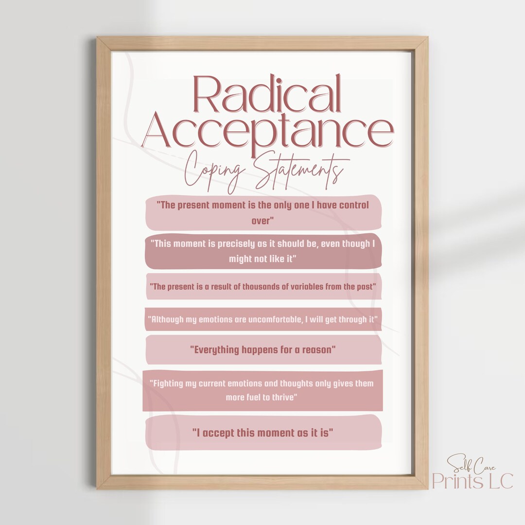 Radical Acceptance Coping Statements | DBT | Poster | Worksheet | Self ...