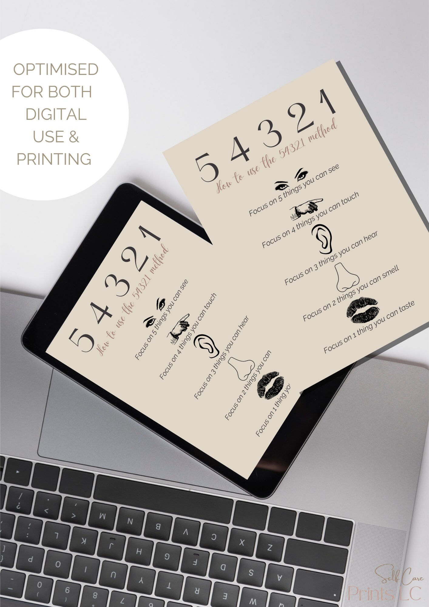 54321 Mindfulness Poster 5 Senses Grounding Technique Anxiety Coping ...