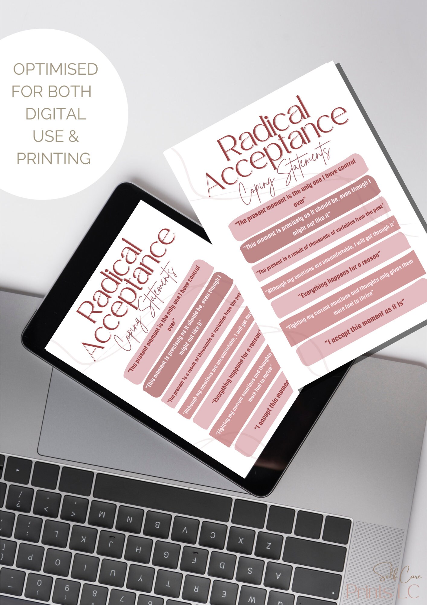 Radical Acceptance Coping Statements DBT Poster Worksheet Self Help ...