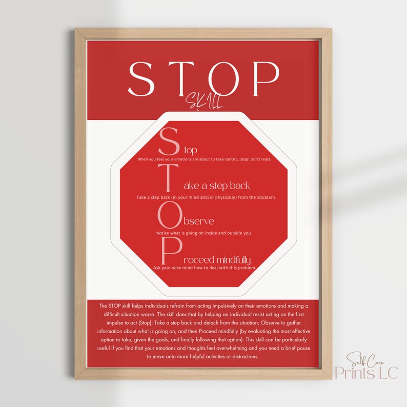 DBT STOP Skill Distress Tolerance DBT Dialectical Behaviour Therapy ...