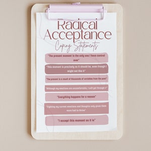 Radical Acceptance Coping Statements | DBT | Poster | Worksheet | Self ...