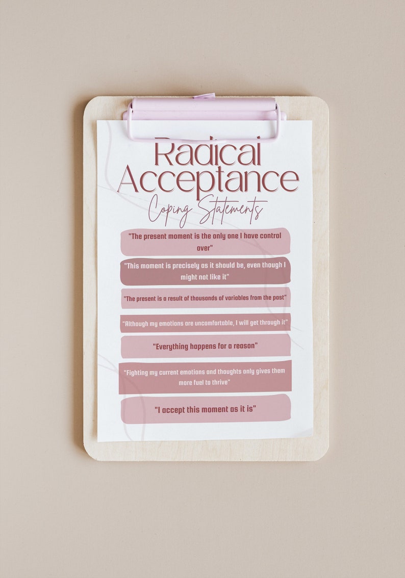 Radical Acceptance Coping Statements | DBT | Poster | Worksheet | Self ...