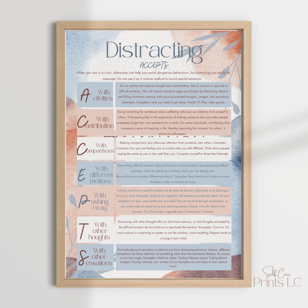 DBT ACCEPTS: Distracting | Distress Tolerance | Crisis Survival Skill ...