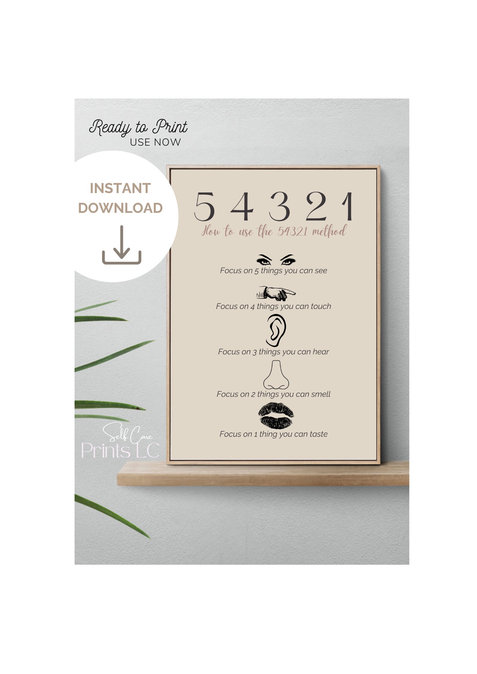 54321 Mindfulness Poster 5 Senses Grounding Technique Anxiety Coping ...