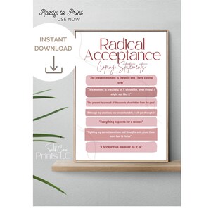 Radical Acceptance Coping Statements DBT Poster Worksheet Self Help ...