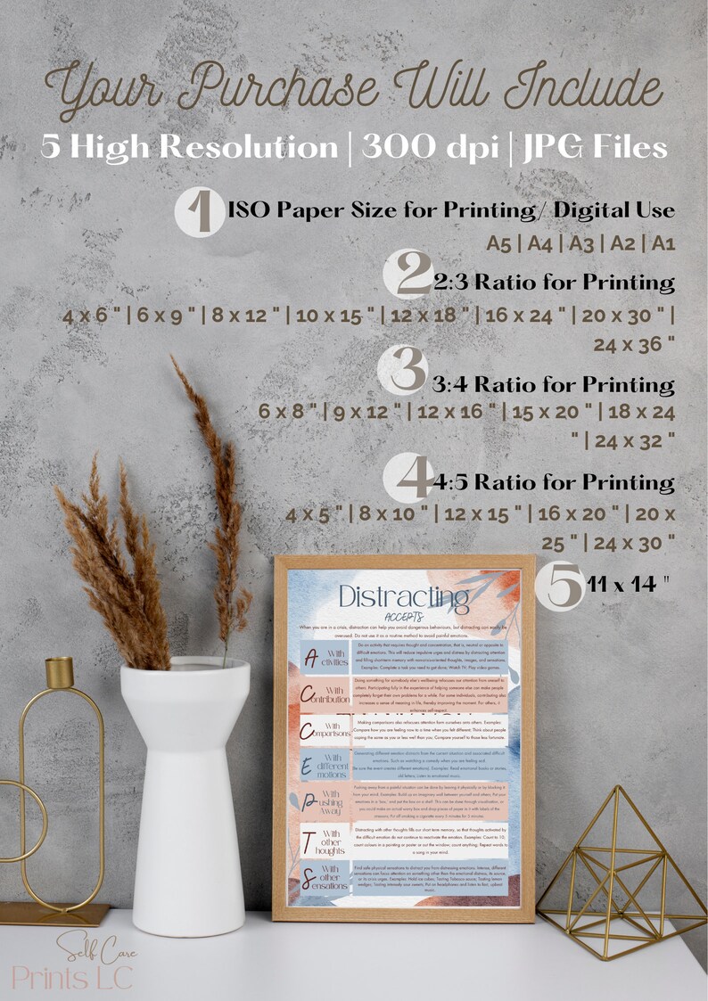 DBT ACCEPTS: Distracting Distress Tolerance Crisis - Etsy