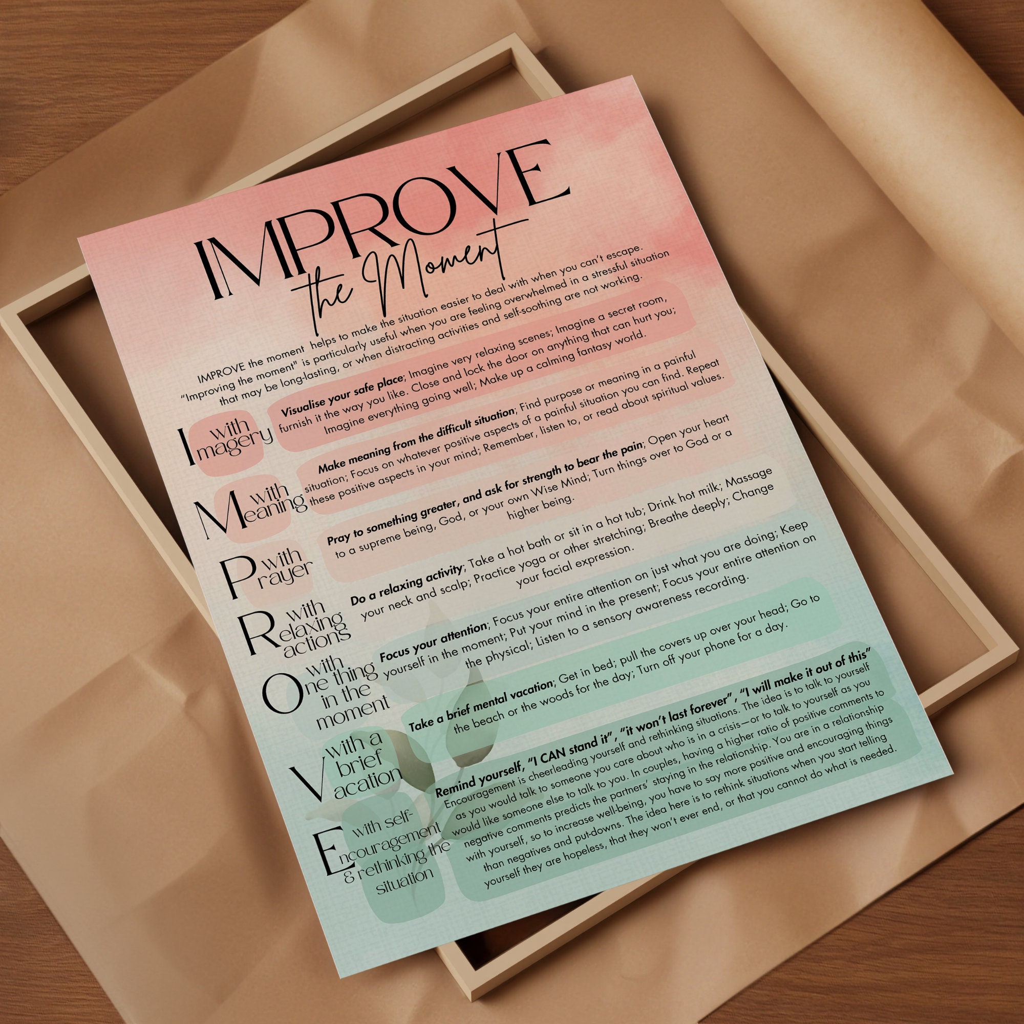 DBT IMPROVE the Moment | Distress Tolerance | Crisis Survival Skill | BPD | Dialectical ...