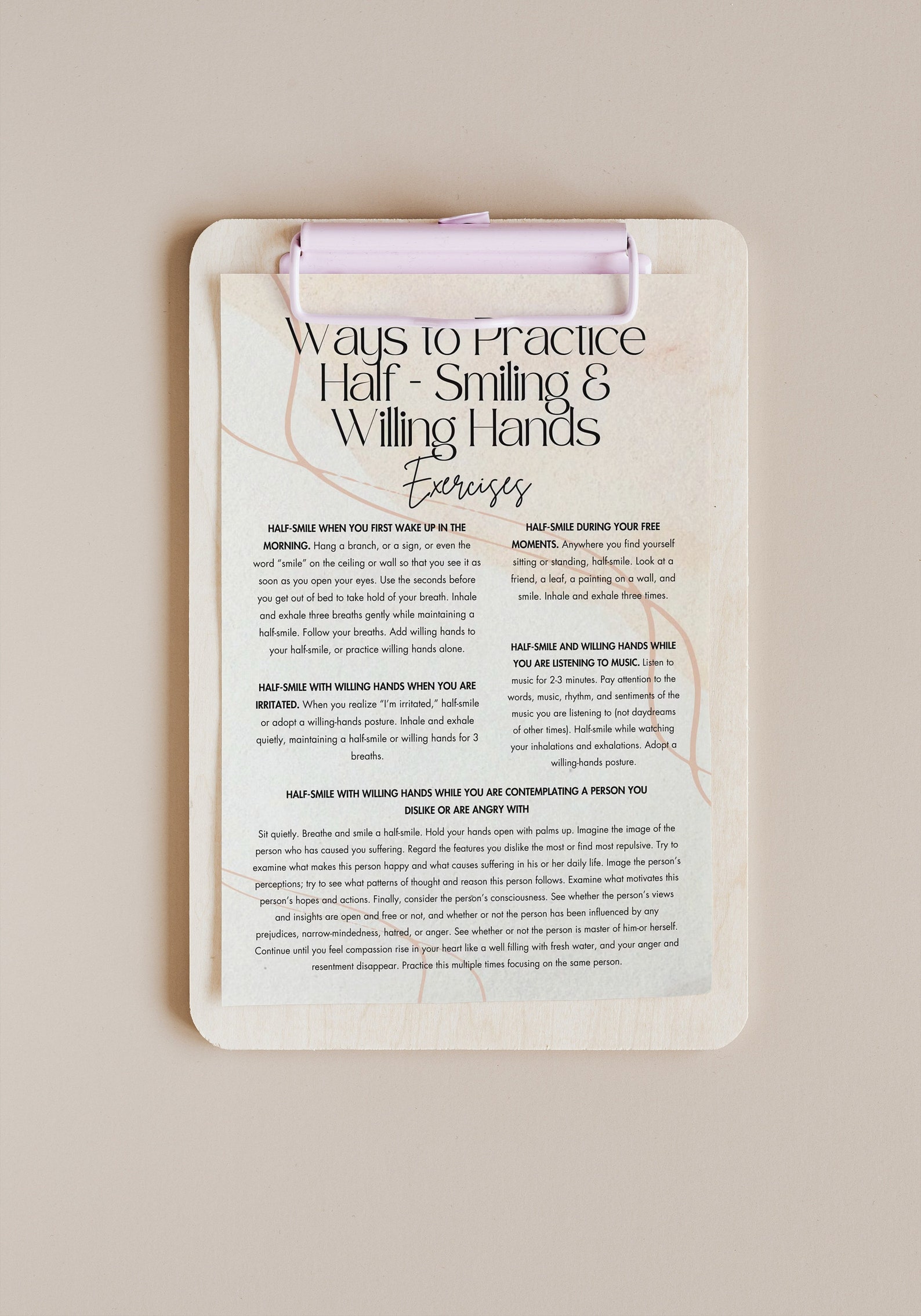 Half Smile and Willing Hands: Ways to Practice | Exercises | DBT ...