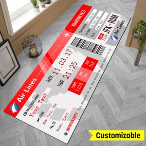 Boarding Pass Runner Rug – Personalized Airplane Ticket Hallway Carpet ...