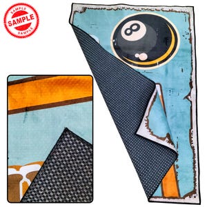 Billiards Wall Art for Game Room, Billiard Table Cue Stick Rug, 8 Ball ...
