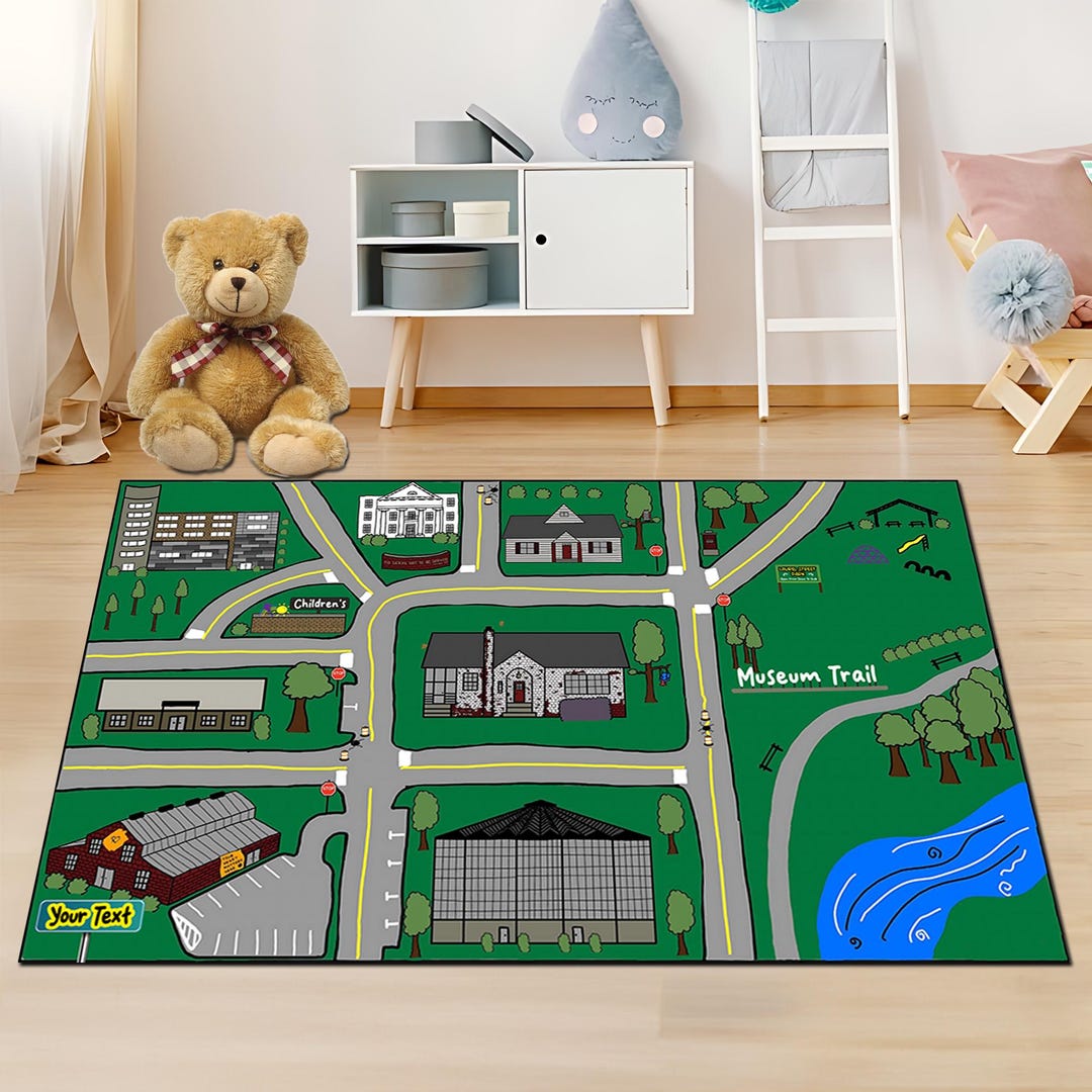 Car Road Map Rug for Children’s Room, City Map and Road Design for ...