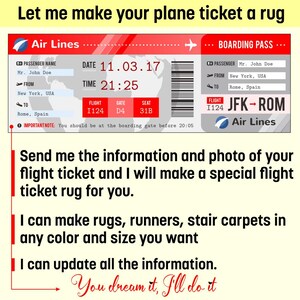 Boarding Pass Runner Rug – Personalized Airplane Ticket Hallway Carpet ...