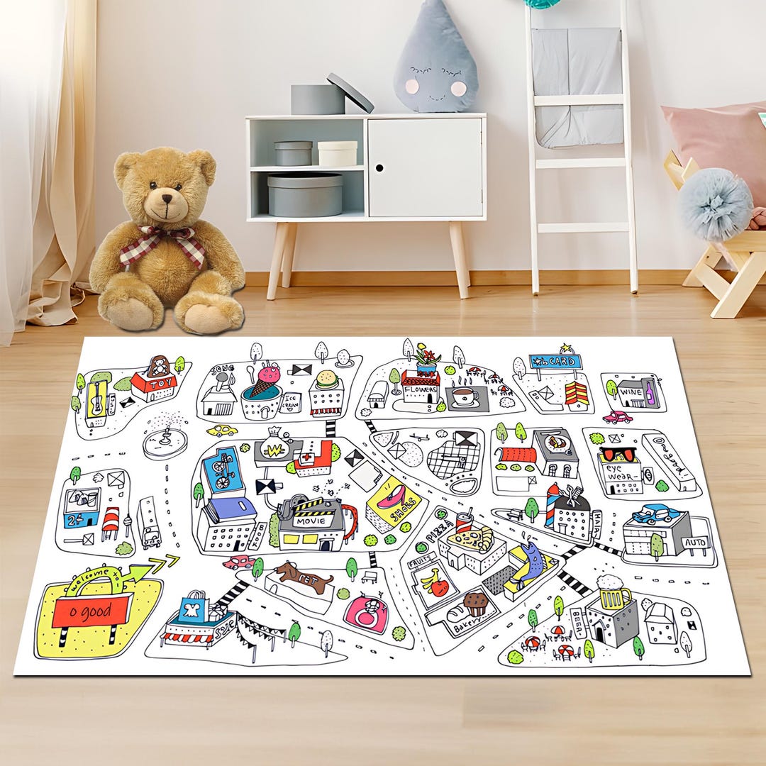 Nursery Rug, City Map Rug, Road Rug, Car Rug,montessori Rug ...
