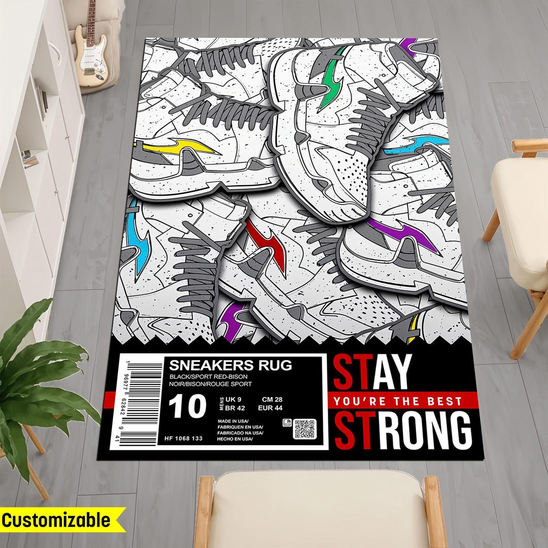 Basketball Shoe Rug, Pop Art Sneakers Rug, Retro Sneakers Rug ...