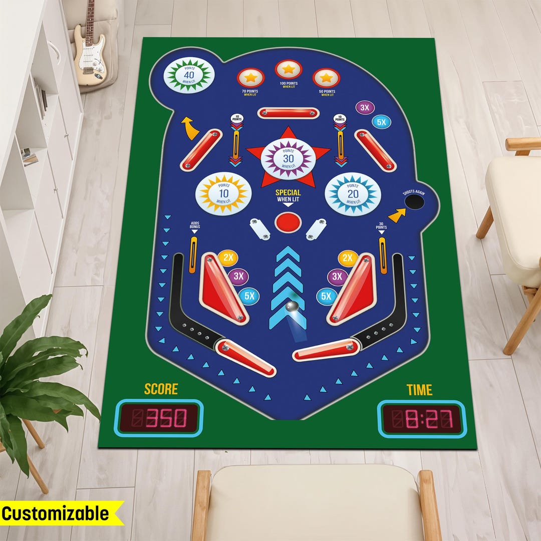 Pinball Rug, Arcade Rug, Retro Gaming Rug,pinball Table Rug,pinball ...