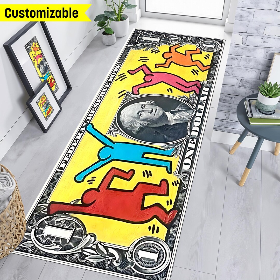 Dollar Rug, Keith Haring Rug, Dollar Carpet, Runner Rug, Keith Haring ...
