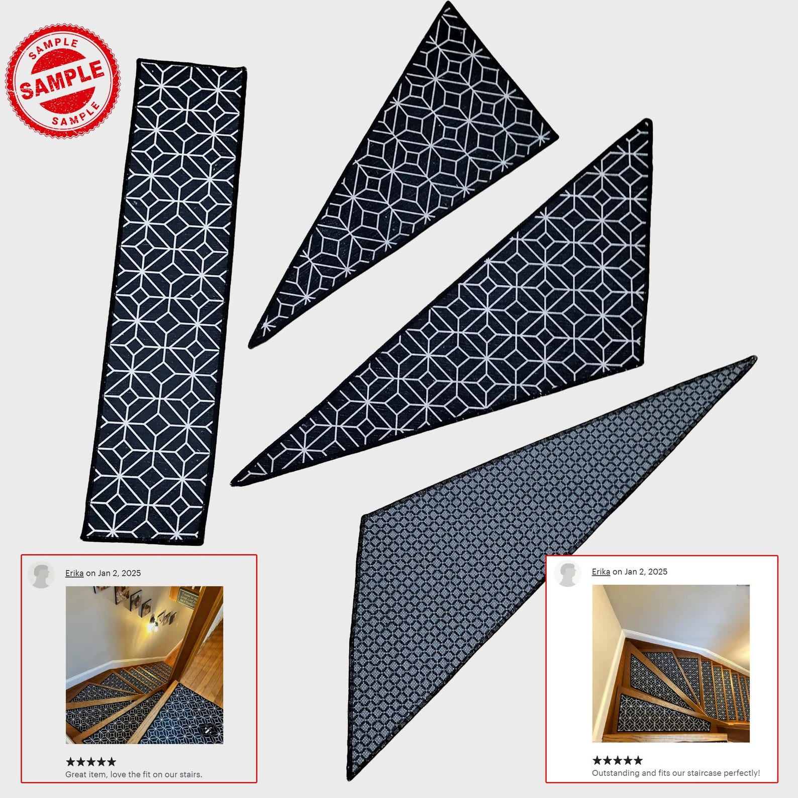 Shaped Stair Rug,stair Rug,rectangle Triangle Trapezoid & More Rug ...
