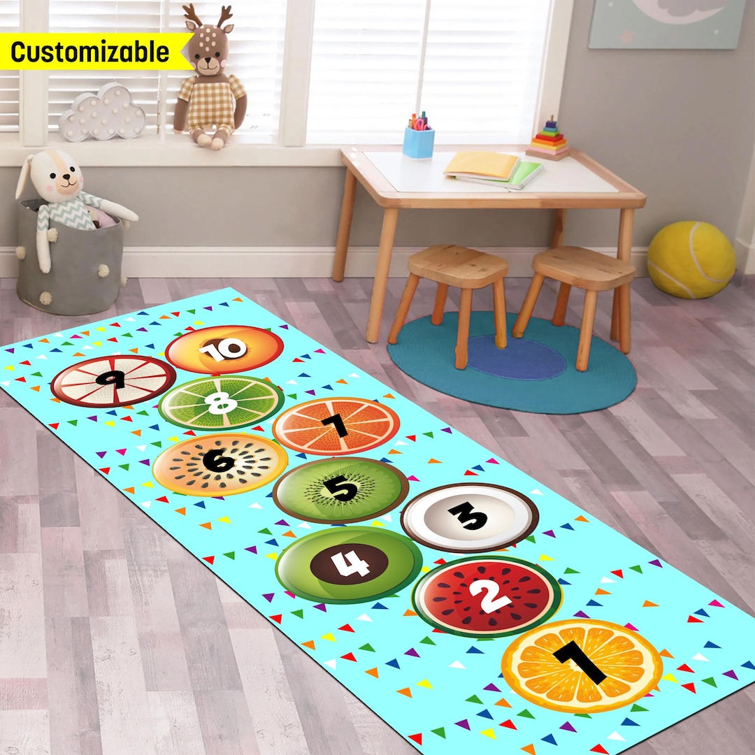 Hopscotch Rug, Fruit Love Runner, Number Teaching Runner, Educational ...