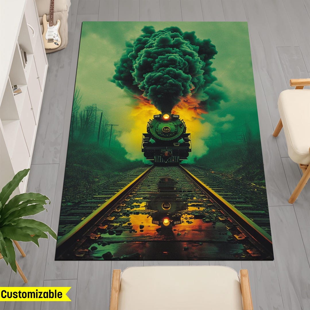 Steam Train Rug, Railway Carpet,kids Play Rug,nursery Decor,futuristic ...