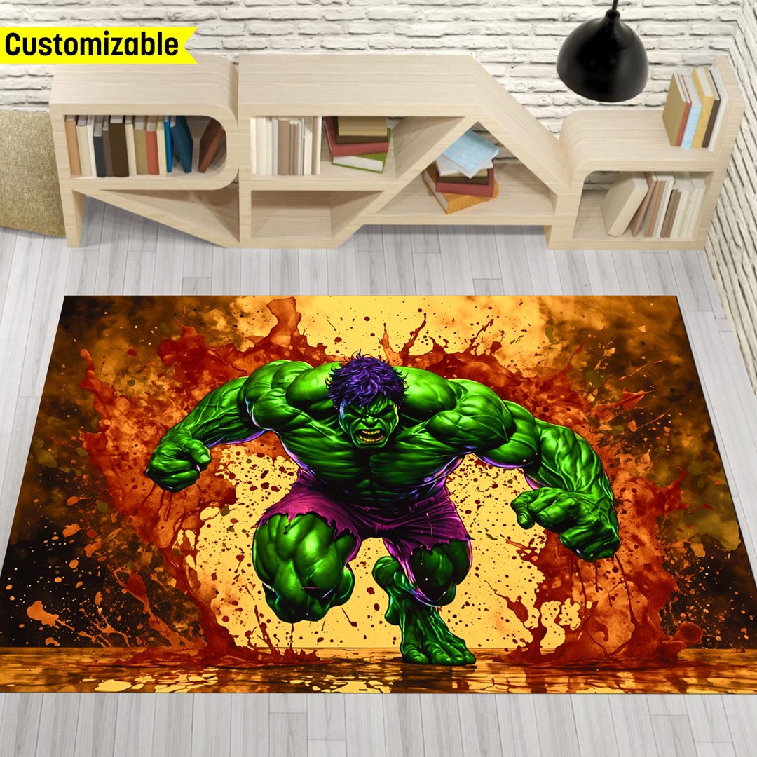 Hulk Rug, Brave Hulk Rug, Brown Hulk Rug, Colorful Hulk Rug, Cartoon ...