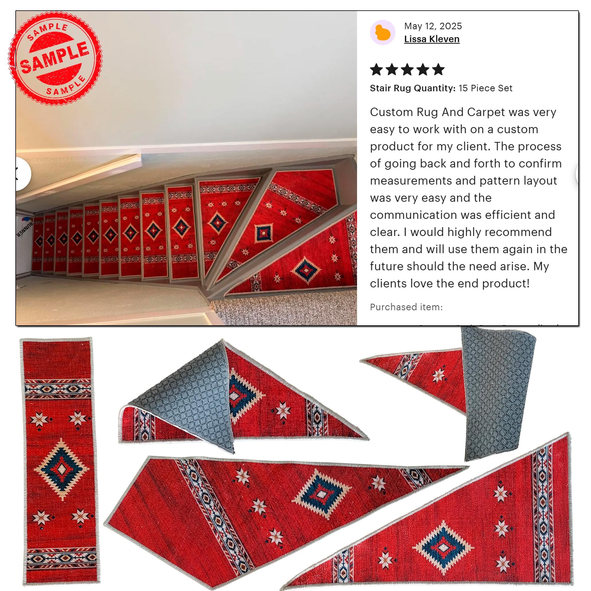 Custom Shaped Stair Rug – Triangle, Trapezoid, Polygon, Winder | Non ...