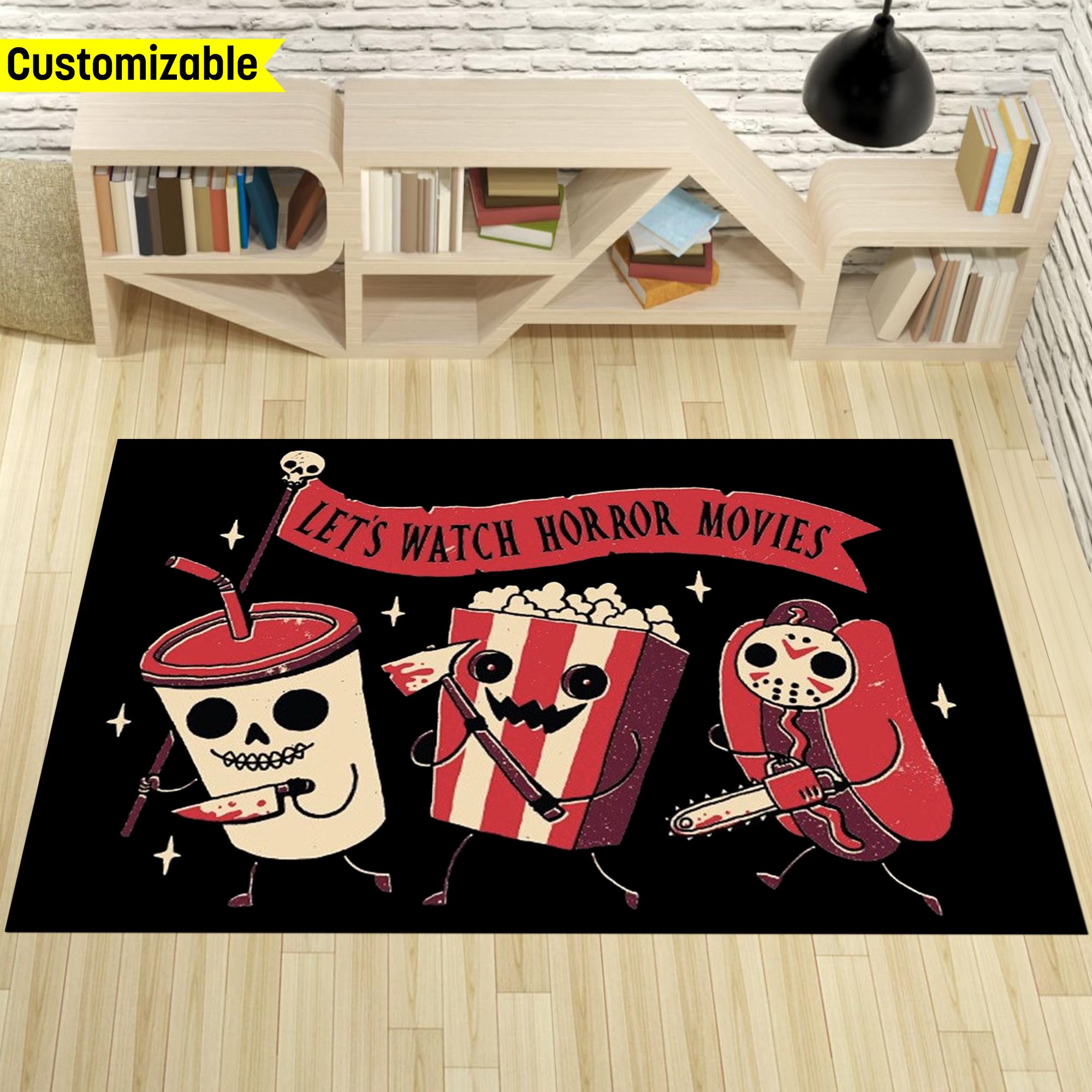 Movie Horror Rug, Movie Room Rug, Popcorn Rug, Cinema Themed Rug ...