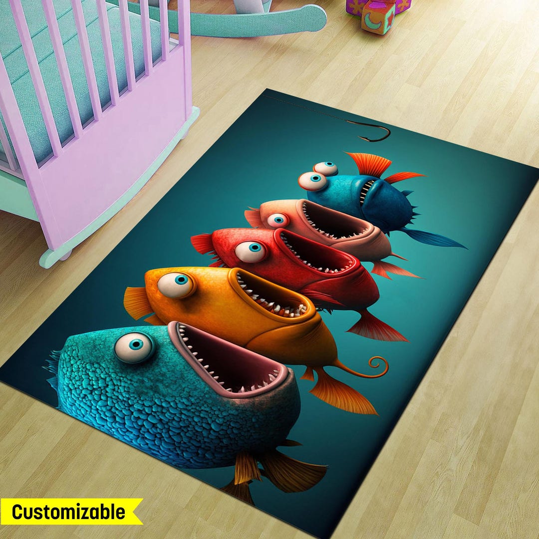 Underwater Fish Rug, Kids Room Ocean Theme Area Rug, Koi Fish Area Rug ...