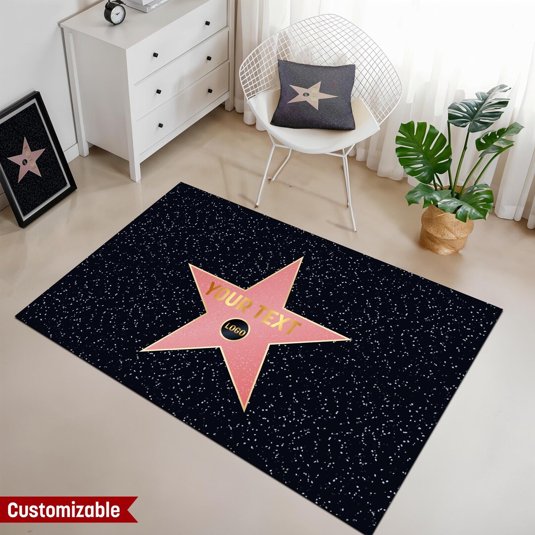 Personalized Star Rug – Custom Name & Logo, Hollywood Theme Carpet ...