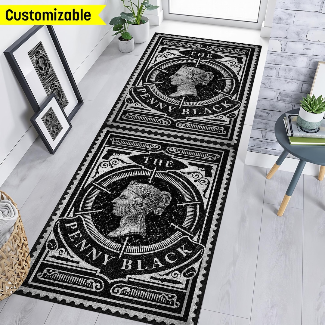 Penny Black Runner Rug, Penny Hallway Rug, English Penny Rug,world's ...