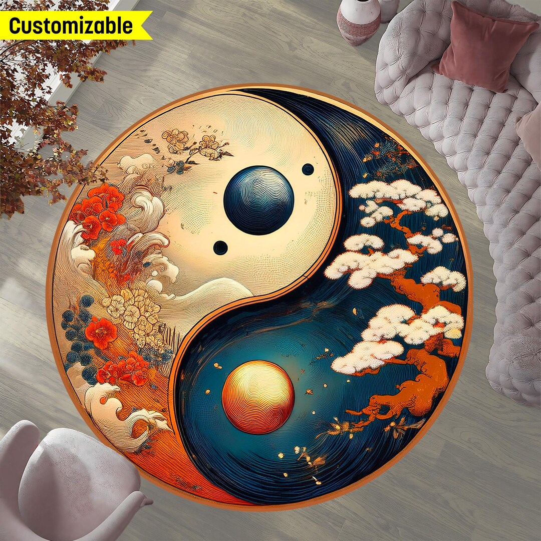 Yin Yang Rug, Japanese Rugs, Yin Yang Round Rug, Ying Yang Carpet ...