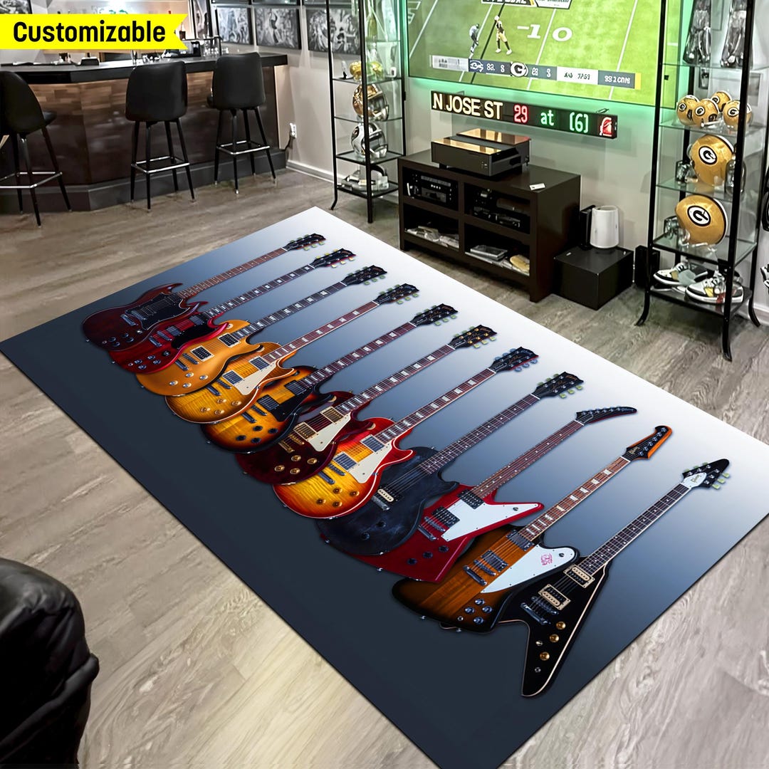 Music Lover Decor,guitar Rug,rock and Roll Rug,electric Guitar Print ...