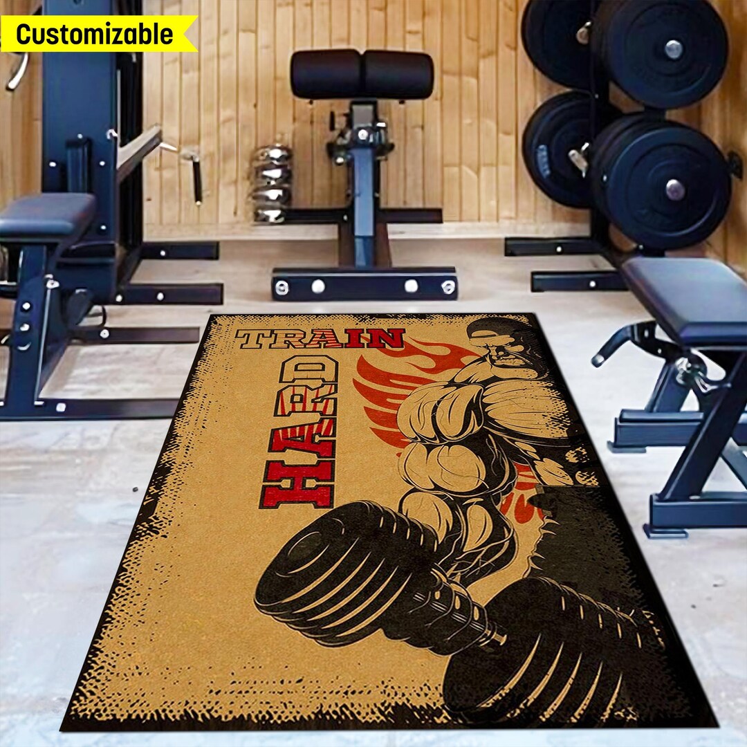 Gym Rug, Gym Carpet, Bodybulding Rug,train Hard Rug, Gift Ideas ...