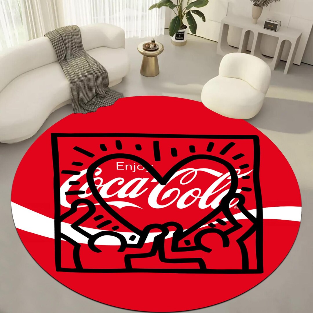 Red Coca Cola Rug, Coca Cola Round Rug, Keith Haring Rug, Nostalgic ...