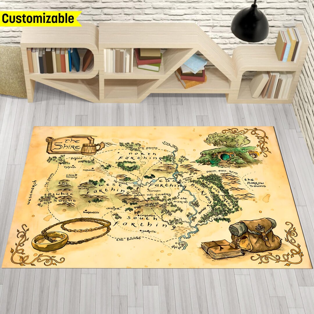 Lord of Ring Rug, Earth Map, Earth Map Rugs, Map Rug, Retro Map Rug ...