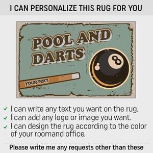 Billiards Wall Art for Game Room, Billiard Table Cue Stick Rug, 8 Ball ...