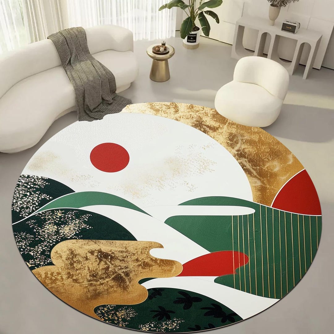 Japanese Rug, Ukiyo Rug, Round Rug,japanese Culture Rug,japanese Themed ...