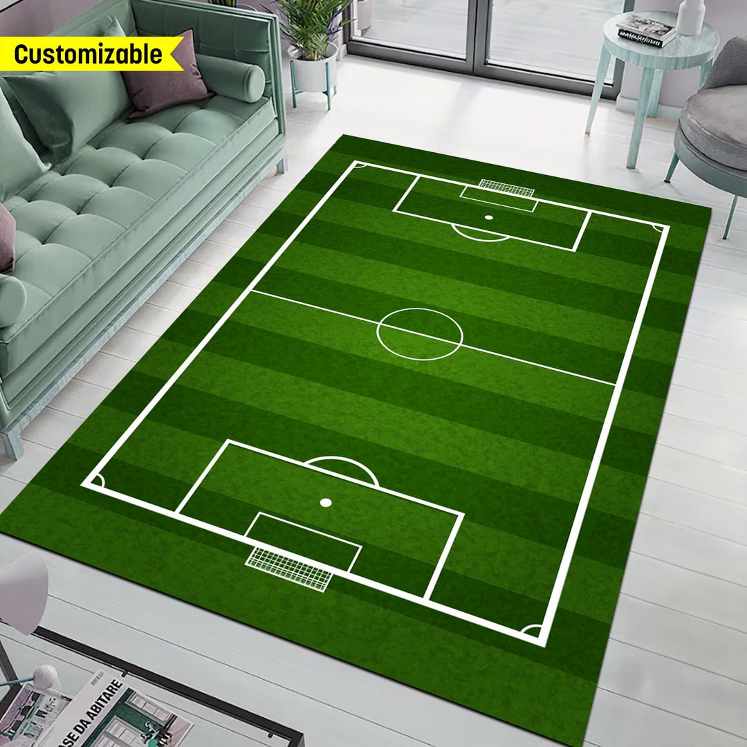 Football, Football Pitch Rug, Soccer Field Area Rug, Soccer Field Print ...