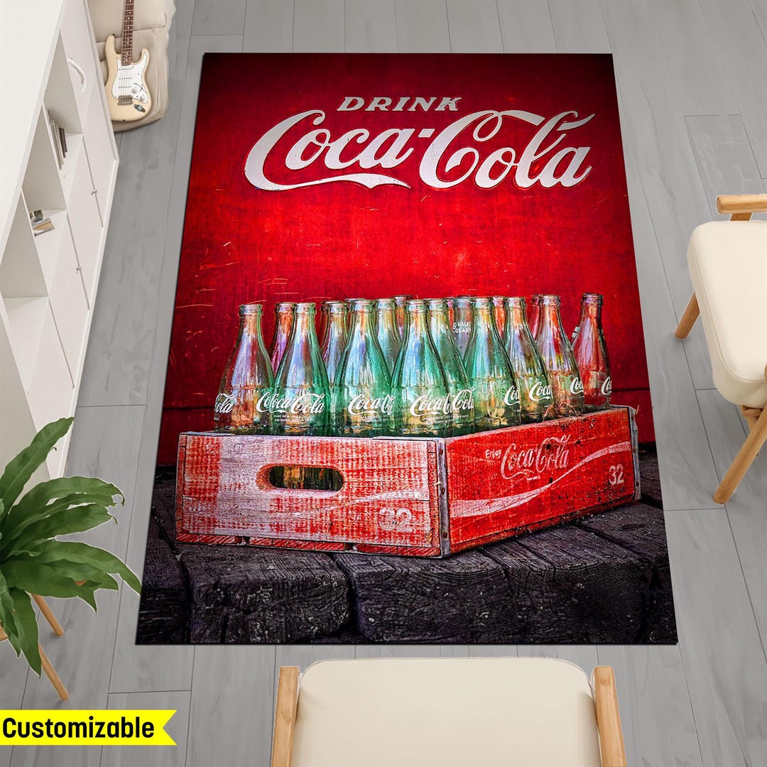 Retro Coca Cola Rug,coke Bottle Rug, Coca Cola Rug, Red Cola Rug,case ...