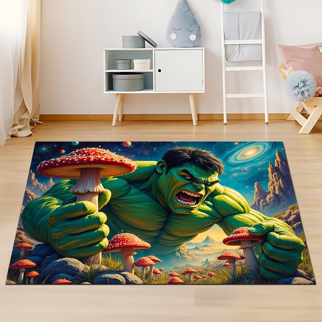Hulk Rug, Cartoon Hulk Carpet, Green Hulk Rug, Power Rug, Funny Rug ...