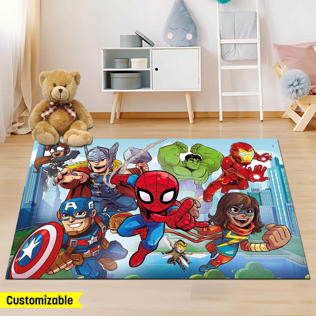 Comic Book Inspired Rug, Fantasy Hero Rug, Superhero Themed Rug, Fan's ...