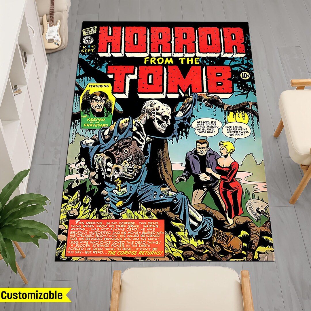 Horror Rug, Vintage Horror Rug, Magazine Cover Carpet, Old Horror ...