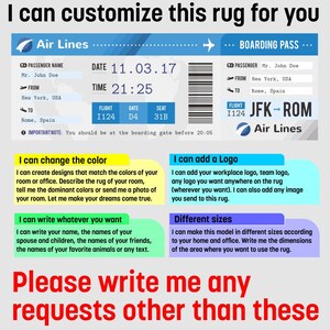 Boarding Pass Runner Rug – Personalized Airplane Ticket Hallway Carpet ...