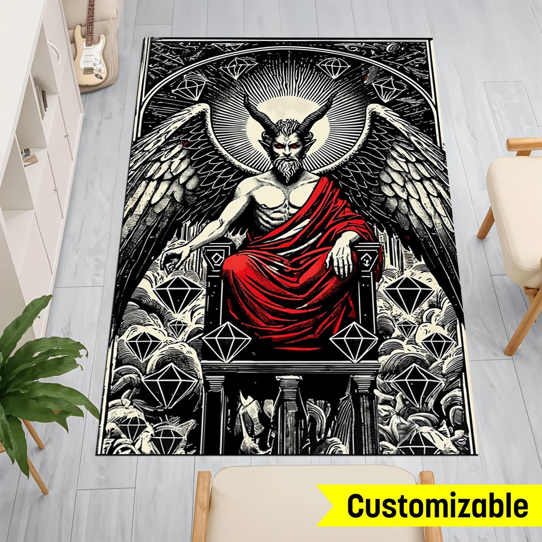 Evil Devil, Satan Lucifer,goth Rug, Satanism Rug, Azazel Rug, Boy Room ...