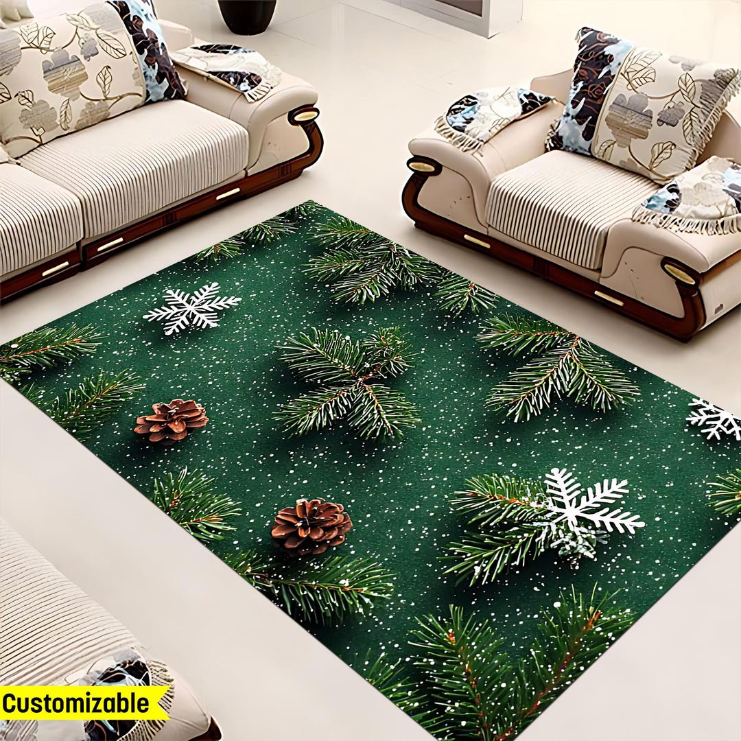 Christmas Rugs,xmas Carpet,pinecone Rug,snowflake Rug,winter Theme ...