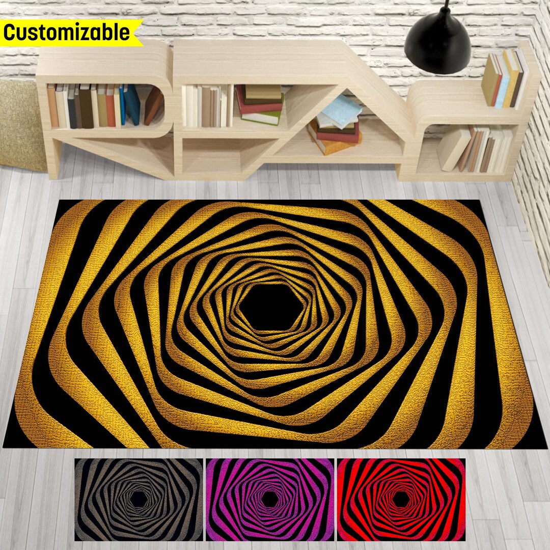 3D Vortex Rug, Optical Illusion Rug, 3D Effect Rug, Color Options ...